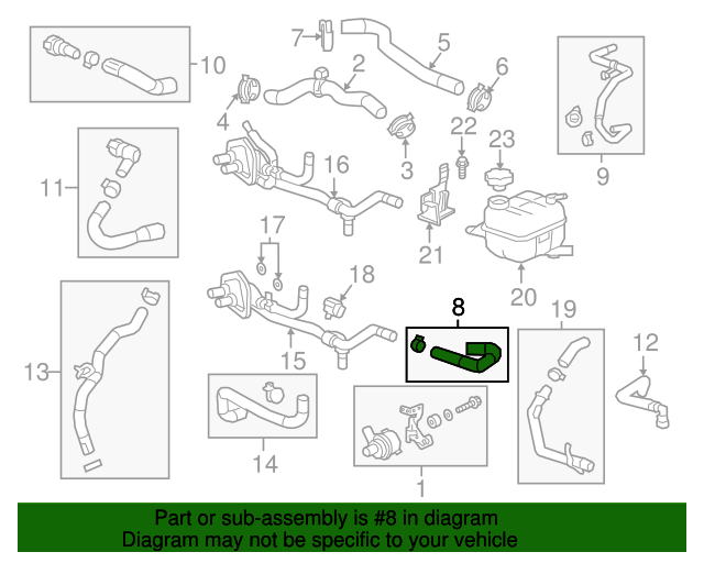 23436686 - Radiator Surge Tank Inlet Hose 2016-2018 Cadillac CT6 ...