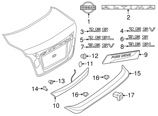 2013-2019 Nissan Nameplate 90892-BG00A | TascaParts.com