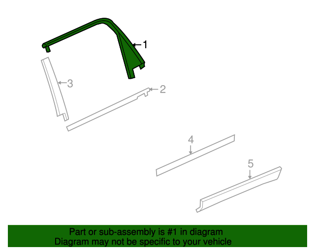 20932589 - Rear Driver Side Door Window Upper Reveal Molding 2007-2017 ...