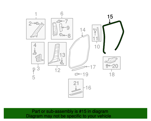 2008-2013 Toyota Highlander Surround Weather-Strip 62331-0E040-E0 ...