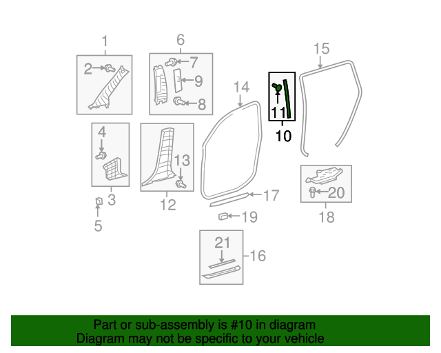 2008-2013 Toyota Highlander Upper Weather-Strip 67866-0E030 | Toyota ...
