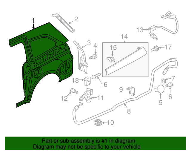 2011-2017 Honda Odyssey Panel Set, R Rear (Outer) (DOT) 04636-TK8-A41ZZ ...