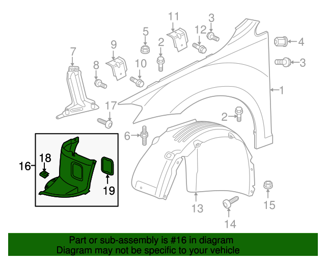 5G0-805-911-AL - Fender Liner Extension 2015-2019 Volkswagen ...