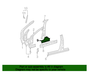 2001-2007 Toyota Body B-Pillar Reinforcement 61305-0C010 | Toyota Parts ...