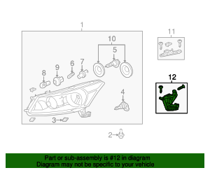 06100-TA0-A11 - Bracket Kit, R Headlight Mounting (B) - 2008-2012 Honda ...