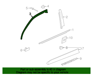 23193176 - Driver Side Front Door Window Upper Reveal Molding 2011-2017 ...