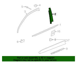 84006057 - Front Passenger Side Door Window Frame Rear Applique 2010 ...