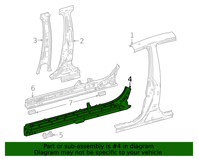 61402-62900 - Rocker Panel Reinforcement - 2021-2023 Toyota Mirai | OEM ...