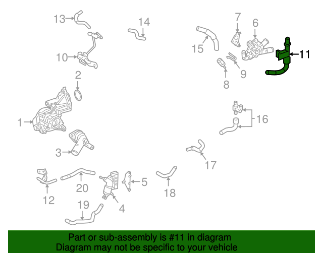 2018-2020 Toyota Camry Engine Coolant Bypass Pipe 16207-F0010 | Toyota ...