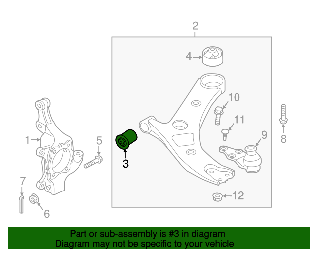 2014-2021 Kia Lower Control Arm Front Bushing 54551-A4000 | TascaParts.com