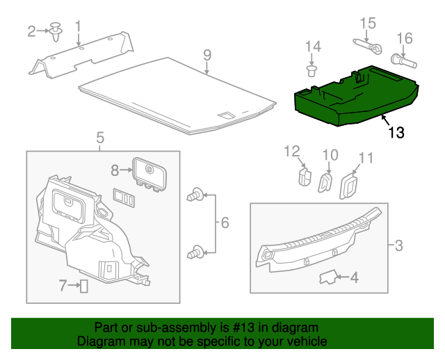 2014-2019 Cadillac CTS Rear Compartment Floor Panel Trim Support ...