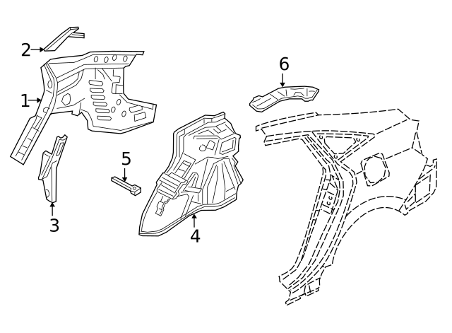2016-2020 Honda Civic Wheelhouse, L Rear 64730-TBA-A00ZZ | Honda Parts Hub
