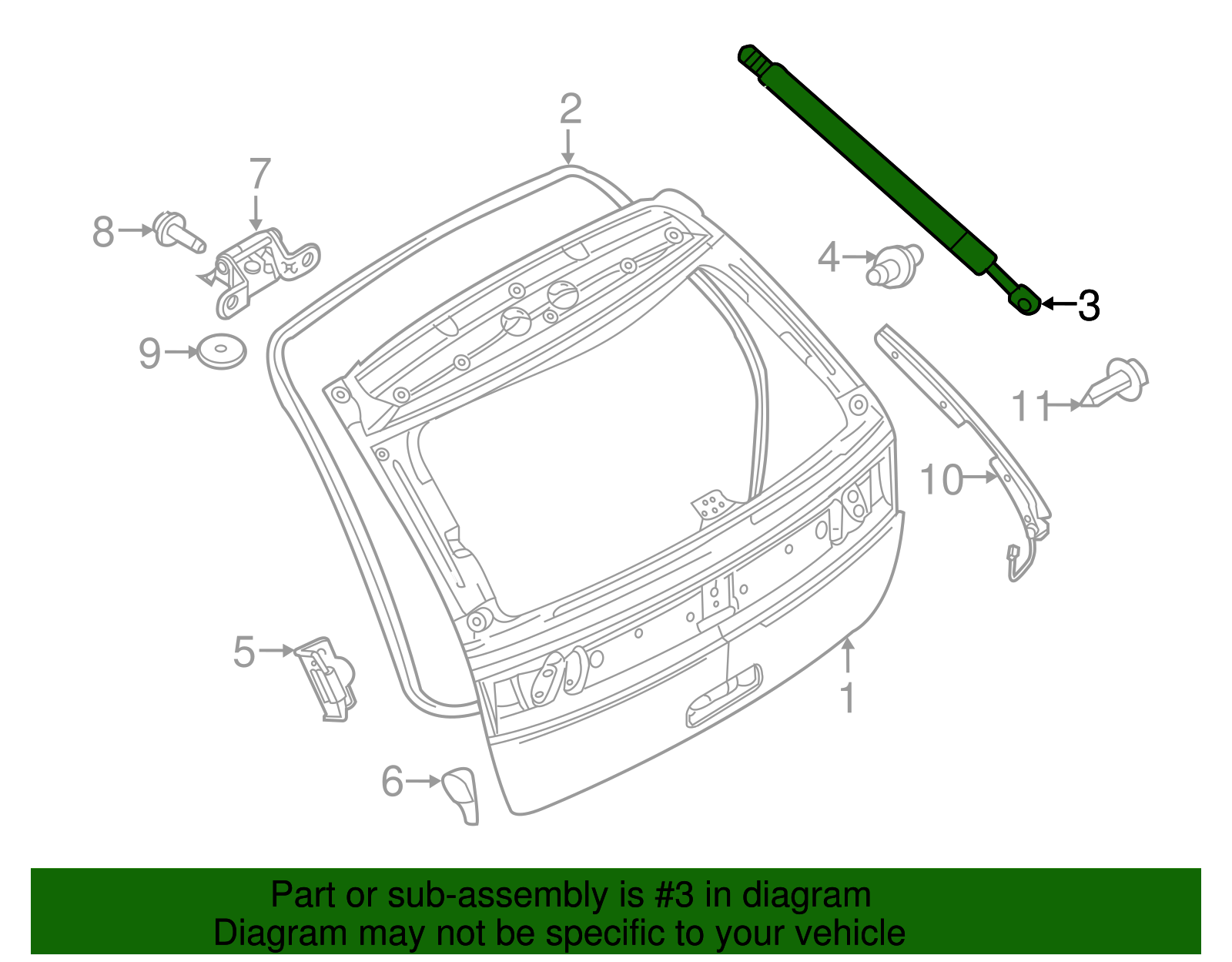 2007-2014 Ford Edge OEM NEW 2007-2014 Ford Edge Lift Cylinder 7T4Z ...