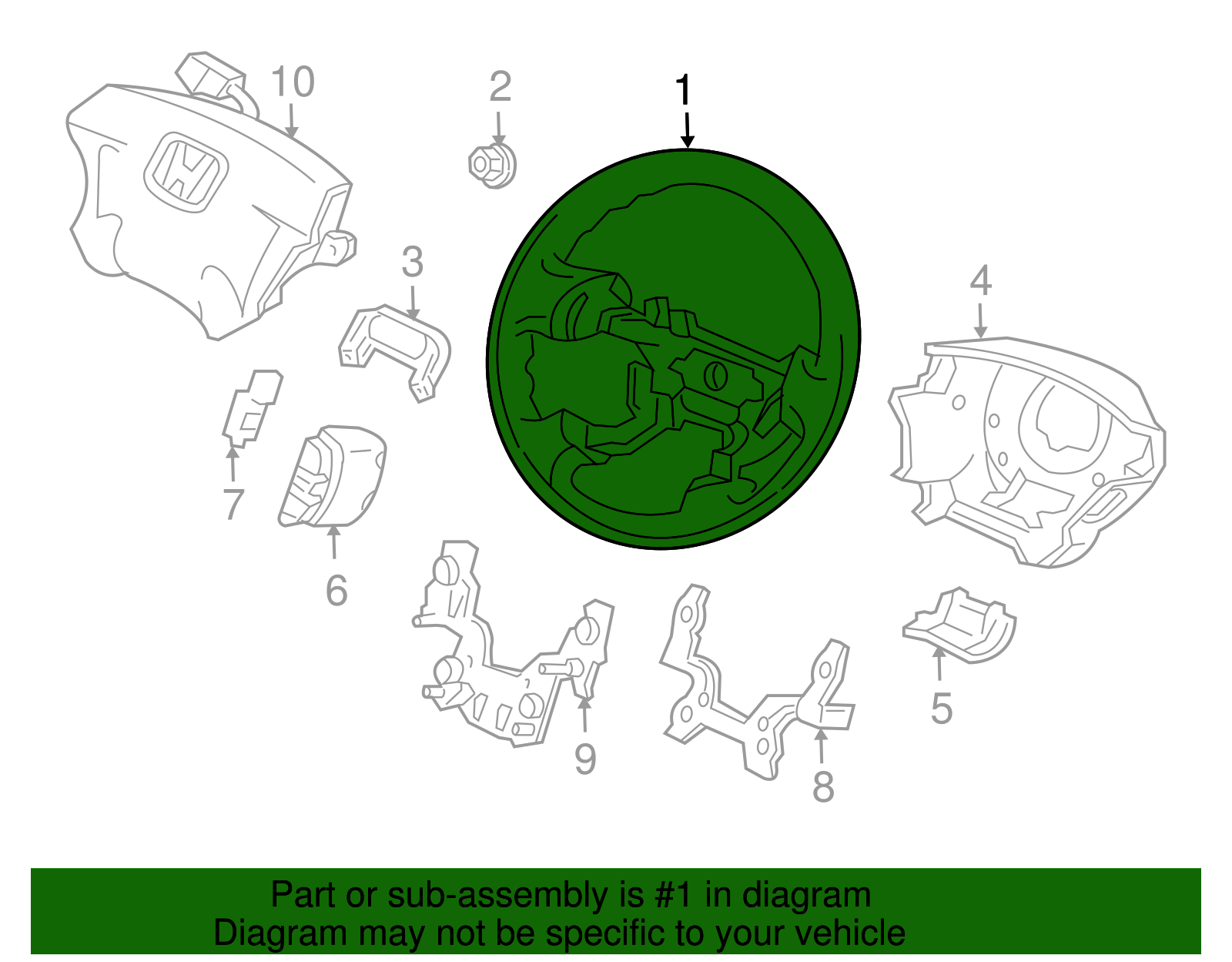 78501-S5D-A61ZA - 2001-2002 Honda Civic - Wheel Steering *NH167L ...