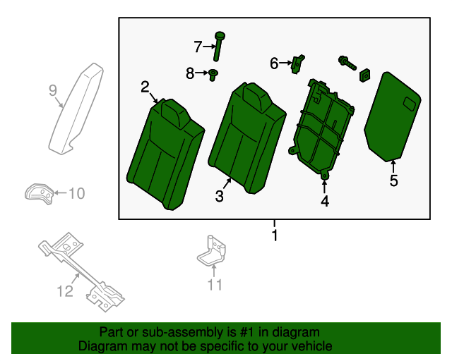 2019 Nissan Sentra Seat Back Assembly 88600-9AE1D | Nissan RVA
