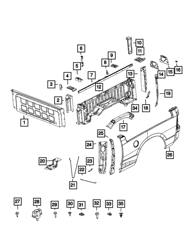 2019-2024 Ram Tailgate Hinge Reinforcement, Left 68362261AB | Fuel Mopar