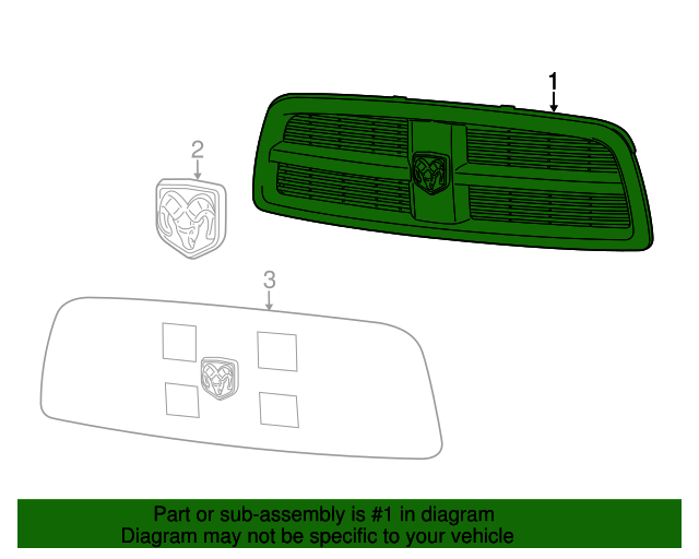 2013-2018 Ram Grille 68147882AA | TascaParts.com