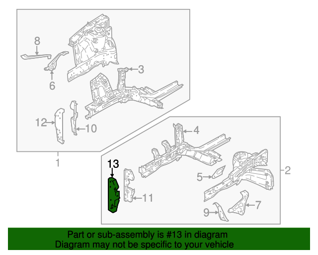 64615-H9000 - Frame Rail End Bracket 2018-2022 Hyundai Accent ...