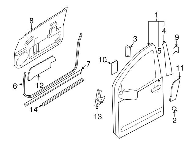 2004-2015 Nissan Seal Assembly - Front Door Inside Left-hand 80835 ...