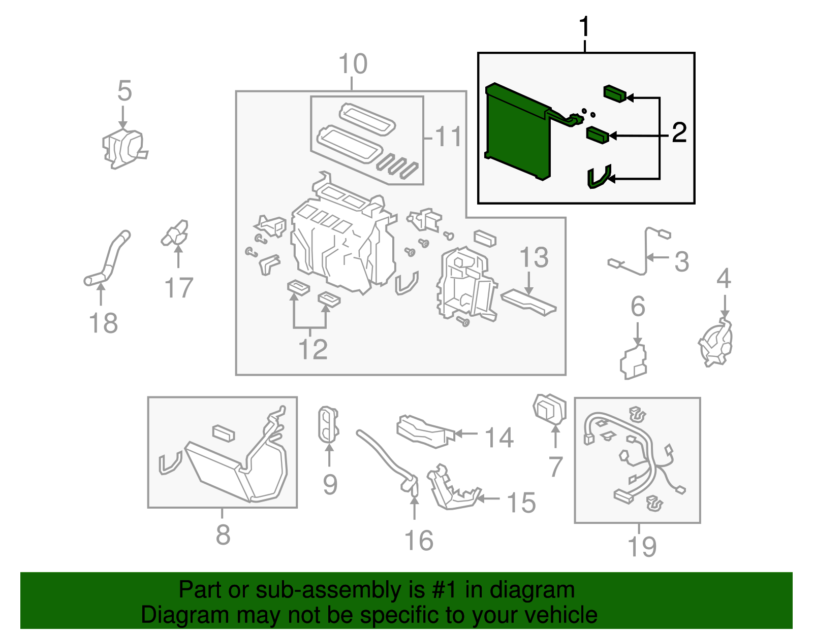 Genuine OEM Honda Evaporator Core Part# 80211-TA0-A01 Fits 2008-2015 ...