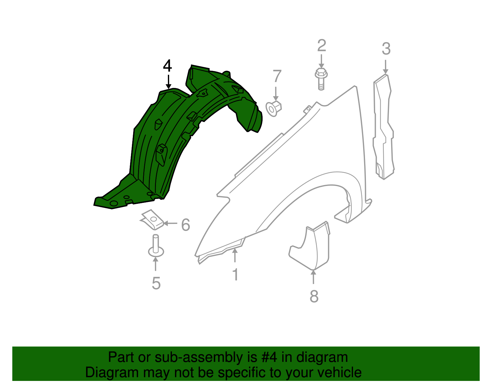 63841-9AA0A - Fender Liner 2011-2012 Nissan Sentra | Nissan Parts ...