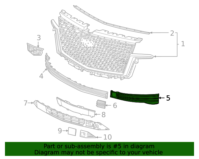 2021-2024 Cadillac Front Driver Side Grille 84370819 GM | GMPartsDirect.com