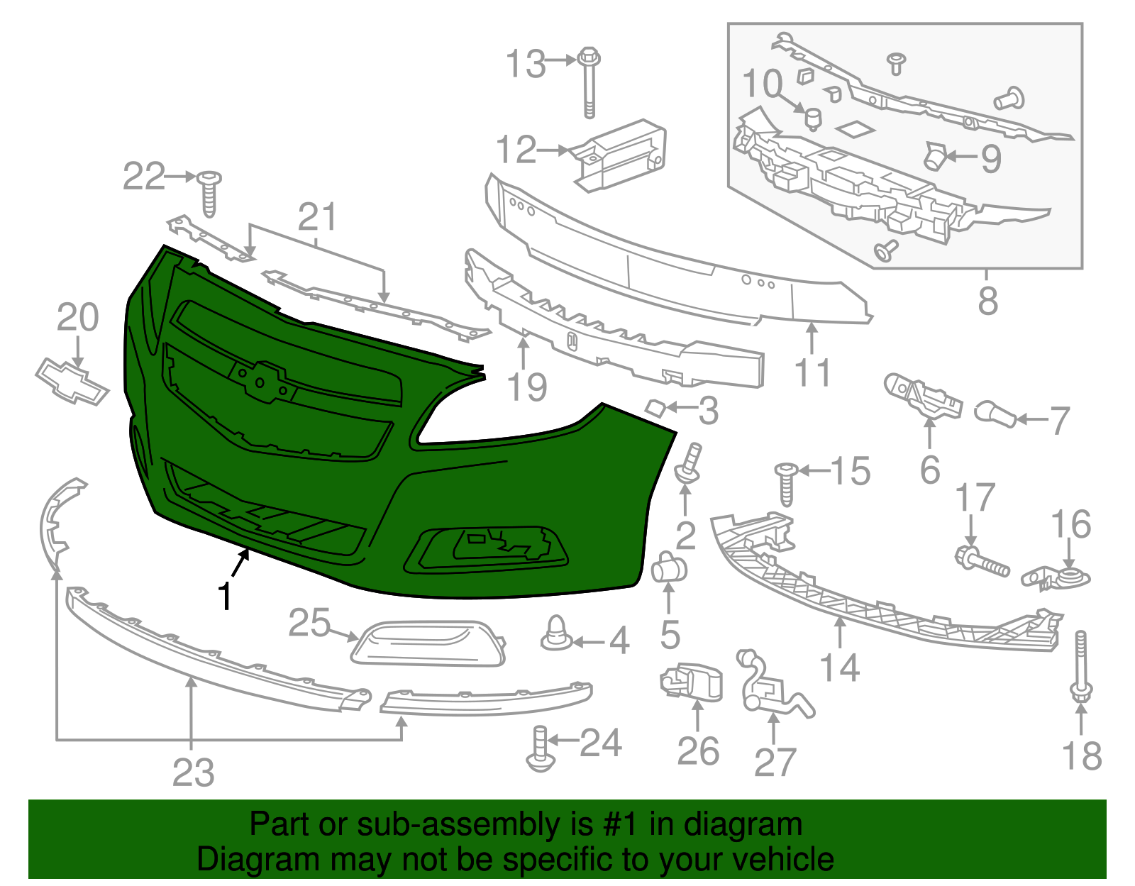 2013 Chevrolet Malibu Front Bumper Cover 22883320 GM | GMPartsDirect.com