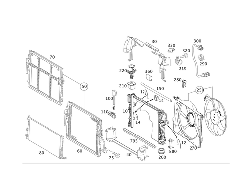 Radiator, Mounting, and Covering for 2010 Mercedes-Benz S550 | Mercedes ...