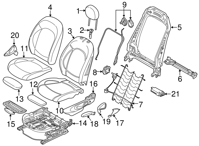 2014-2024 Mini Cooper Cover, sport backrest imit. leather,rght 52-10-7 ...