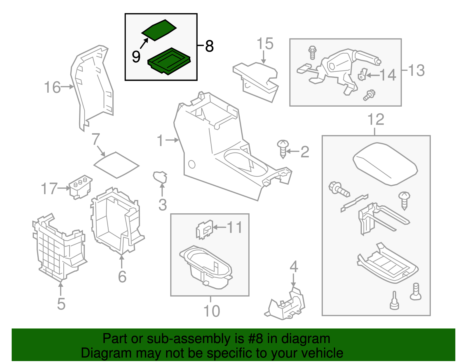 2014-2024 Subaru Forester Center Console Tray 92173SG000 | Subaru Parts ...