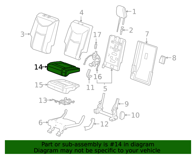 2021-2024 Cadillac XT6 Black 3rd Row Passenger Side Seat Cushion Cover ...