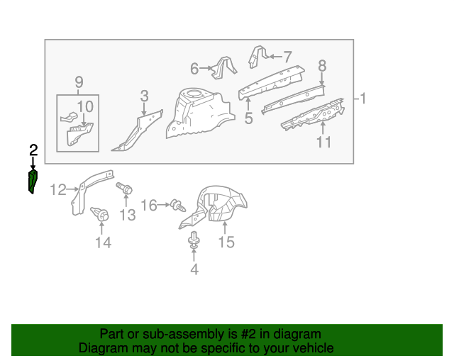 57216-0E010 - Apron Assembly Bracket - 2014-2019 Toyota Highlander ...