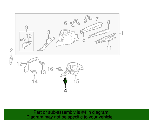 2001-2019 Toyota Highlander Fender Liner Grommet 90189-06150 | Toyota ...
