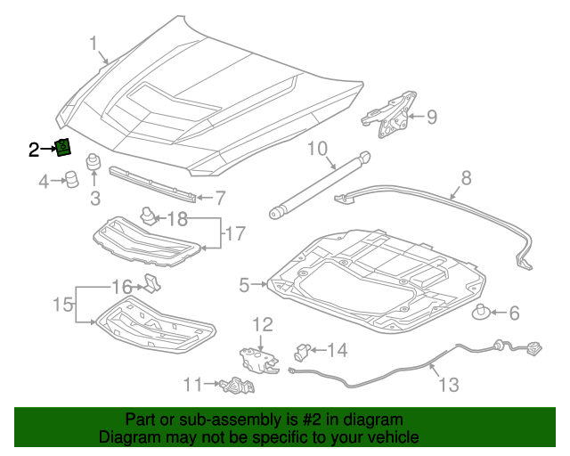 2016-2019 Cadillac ATS Hood Front Bumper 23251494 | GMPartsDirect.com