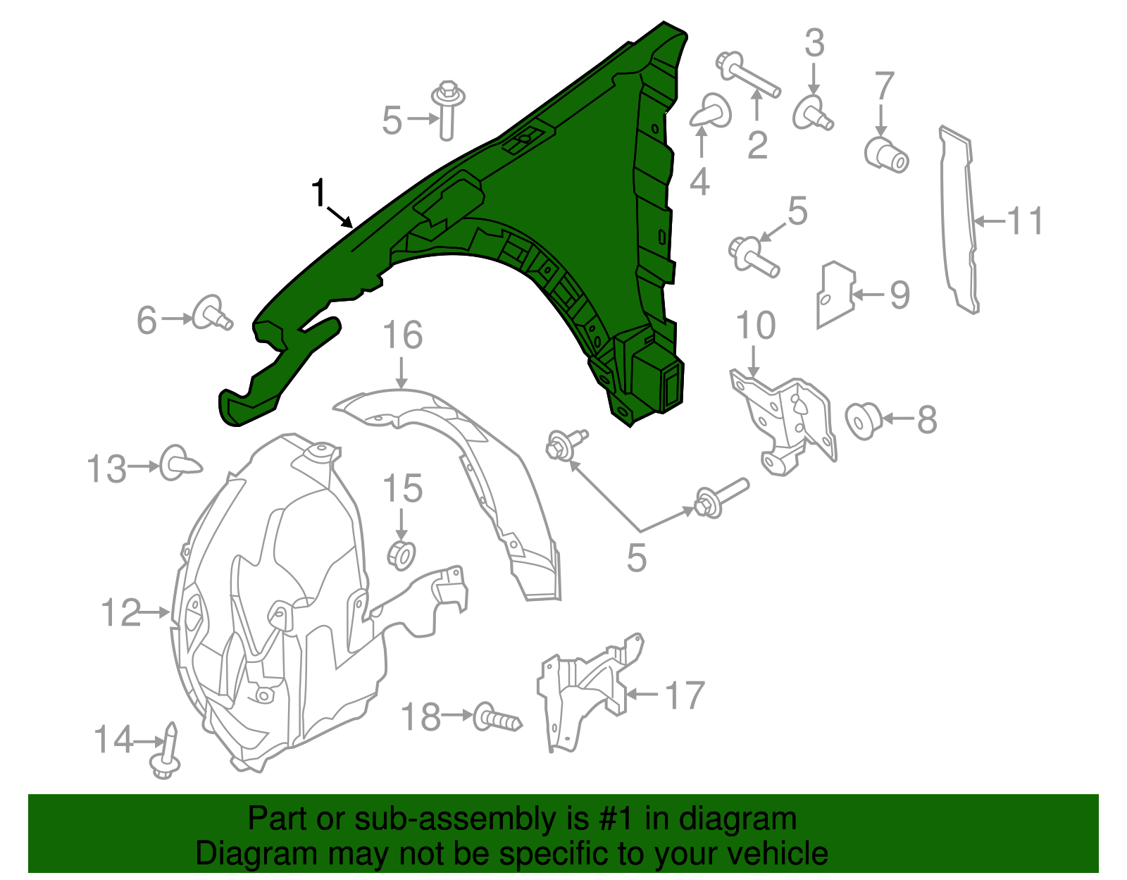 2012-2019 Land Rover Range Rover Evoque Fender LR066922 ...