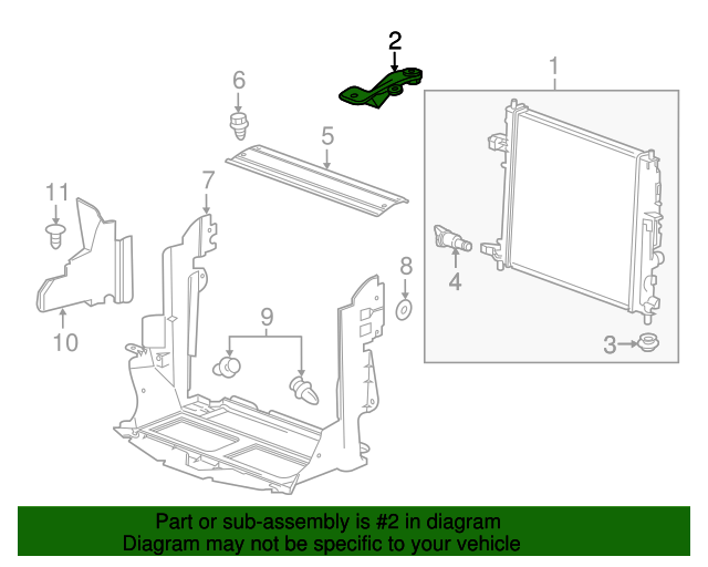 23310045 - Driver Side Radiator Upper Bracket 2016-2023 Chevrolet ...