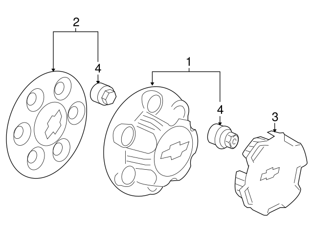 2007-2014 Chevrolet Button Style Center Cap with Bowtie Logo 9596007 ...