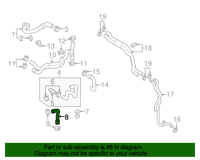 4G0-121-082-G - Radiator Coolant Hose 2013-2018 Audi | AutoNation Parts