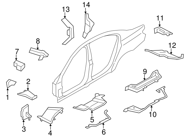 41-21-7-179-499 - Body C-Pillar Baffle Plate 2009-2015 BMW ...