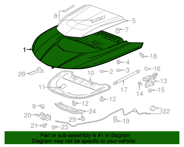 2017-2024 Chevrolet Camaro Hood 23483328 GM | GMPartsDirect.com