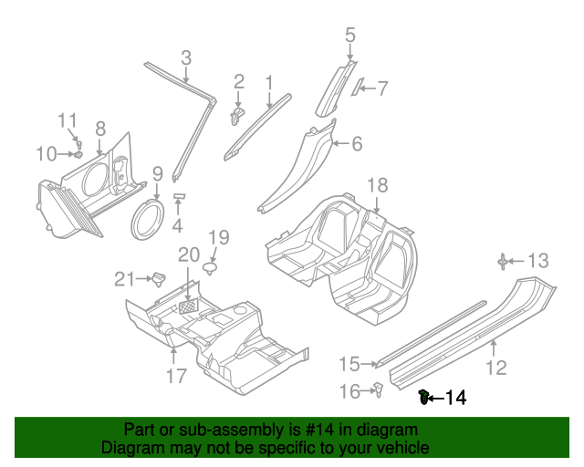 51478236385 - 1999-2002 BMW Z3 Sill Cover Clip (51-47-8-236-385 ...