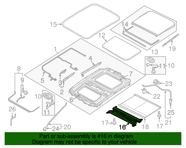 4H4-877-259-A - Sunroof Cover Bracket 2014-2018 Audi A8 Quattro ...