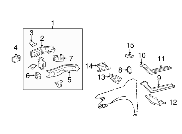 57153-33030 - Fender Reinforcement Bar - 2007-2009 Toyota Camry | OEM ...