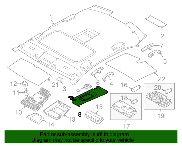 51-16-7-248-860 - Sun visor with label, right 2011-2016 BMW ...