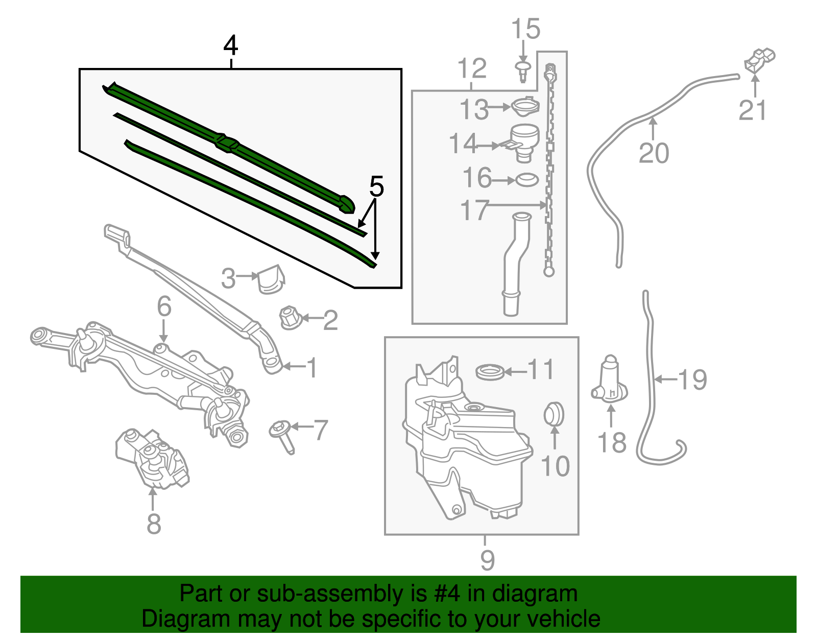 85222-47130 - Windshield Wiper Blade (Left, Front) - 2016-2022 Toyota ...