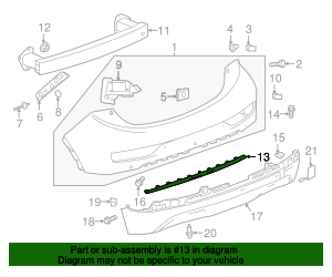 94544842 - Rear Bumper Fascia Molding 2017-2021 Chevrolet Bolt EV ...