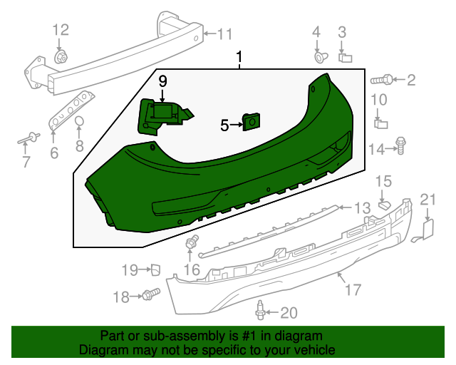 2017-2021 Chevrolet Bolt EV Rear Bumper Cover 42614151 GM ...