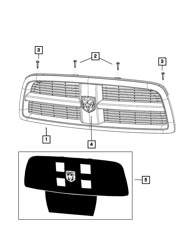2010-2012 Mopar Radiator Grille 68001468AC | My Mopar Parts