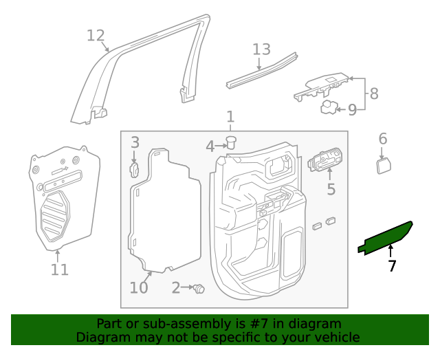 2019-2023 GM Black Rear Driver Side Door Armrest Cover Trim 85154736 ...