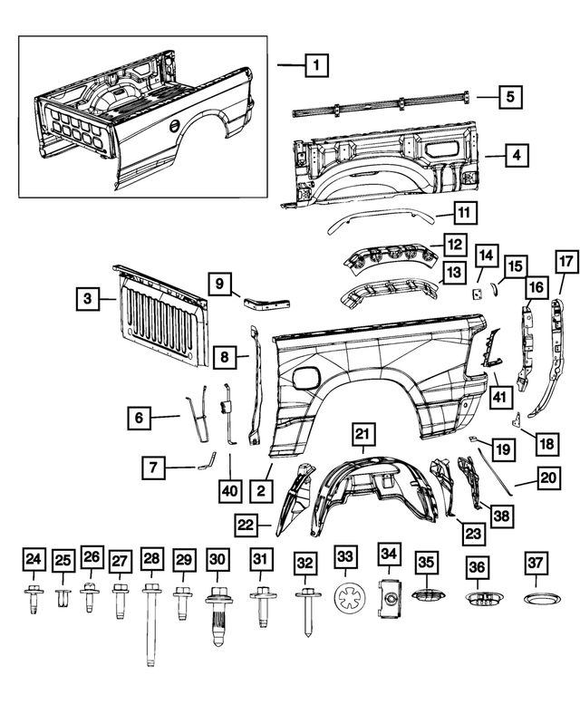 2019-2025 Ram 1500 Cargo Rail, Right 68312654AB | Mopar eStore